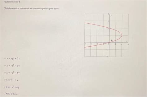 Solved Question Number 6 Write The Equation For The Conic