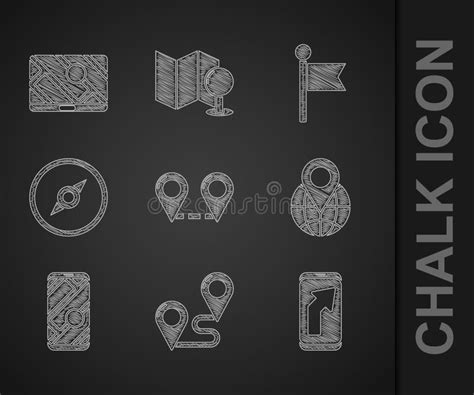 Set Route Location City Map Navigation Location The Globe Compass Marker And Icon Vector