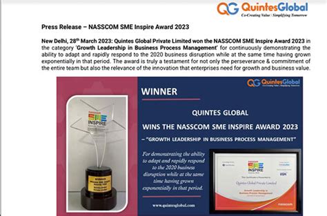 Press Release Nasscom Sme Inspire Award 2023 Ssf Global