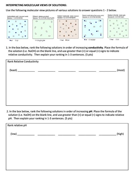 SOLVED INTERPRETING MOLECULAR VIEWS OF SOLUTIONS Use The Following Molecular View Pictures Of