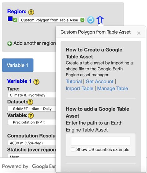 tutorial on creating a table asset from a shape file climateengine