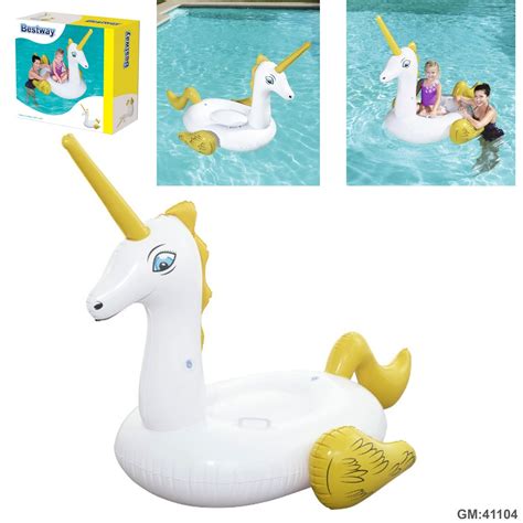 Inflatable Unicorn Pool Float White And Gold 41104