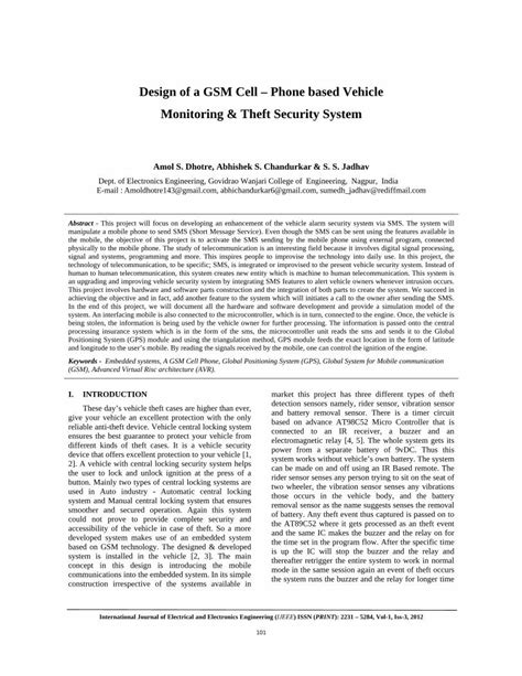 (PDF) Design of a GSM Cell – Phone based Vehicle Monitoring & Theft · PDF fileDesign of a GSM ...