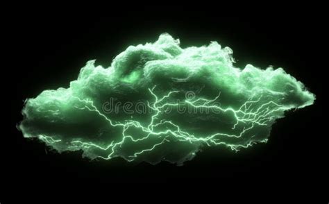 Electric Sparks Illuminate A Dynamic Green Cloud With A Dark Background In An Abstract Display