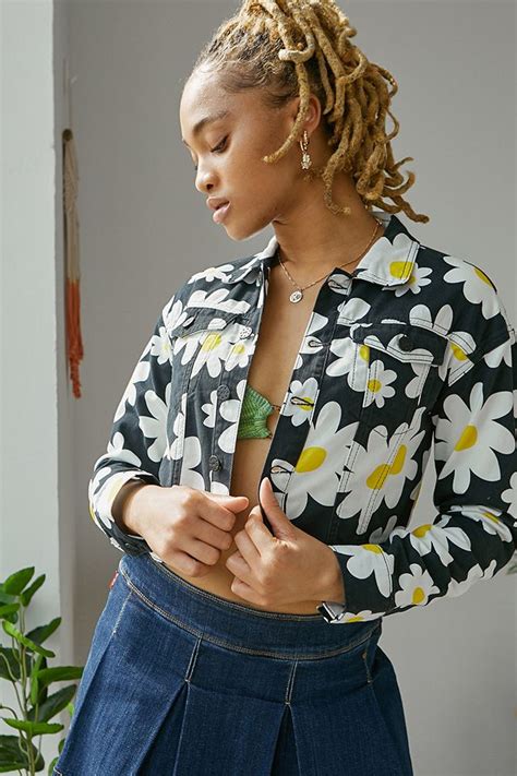 Lazy Oaf Pushing Daisies Cropped Jacket Urban Outfitters Uk