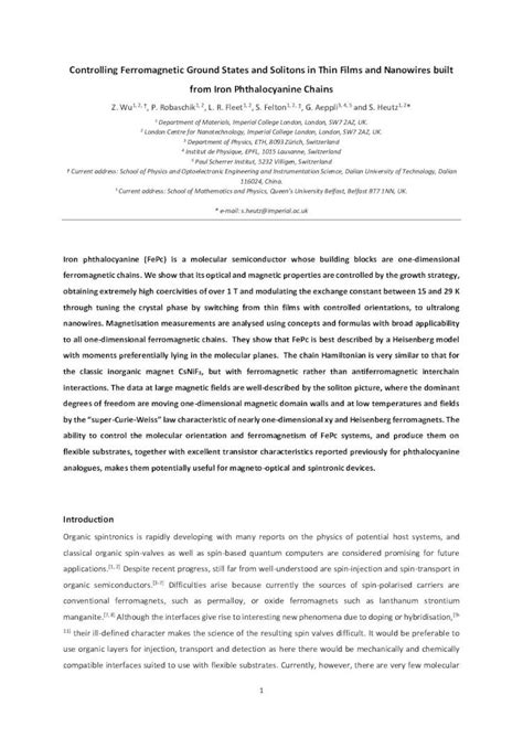 Pdf Controlling Ferromagnetic Ground States And Solitons In Thin