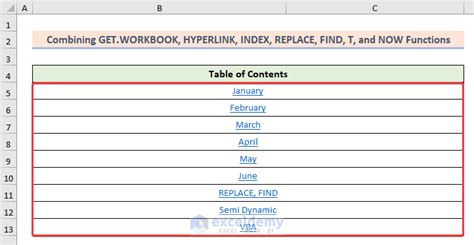 How To Create Dynamic Table Of Contents In Excel 3 Easy Methods