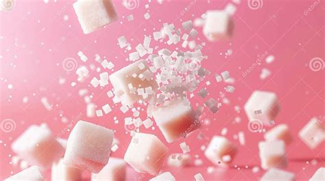Dynamic Explosion Of Sugar Cubes Symbolizing The Impact Of Sugar On Health Stock Image Image