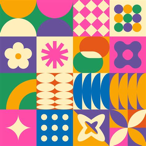 Abstract Simple Geometric Seamless Pattern With Figure Form Shapes Circle And Lines In