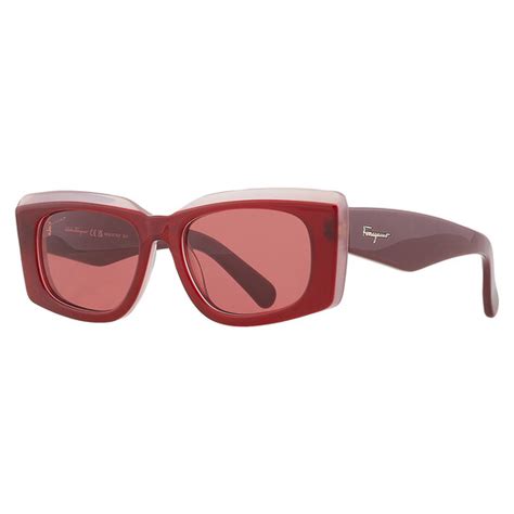 Ferragamo Salvatore Ferragamo Burgundy Rectangular Ladies Sunglasses