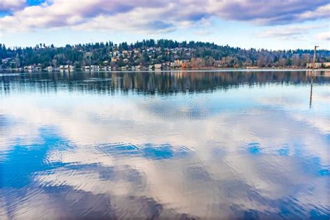 Lake Washington Reflections Juanita Bay Park Kirkland Washiington Stock
