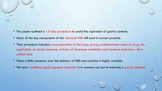 Rapid Sequence Induction And Intubation Pptx