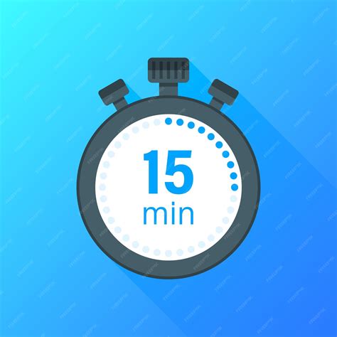 격리 된 배경 시간 알람 기호 비즈니스 개념에 평면 스타일 타이머 벡터 일러스트 레이 션에서 스톱워치 15 분 아이콘 그림 프리미엄 벡터
