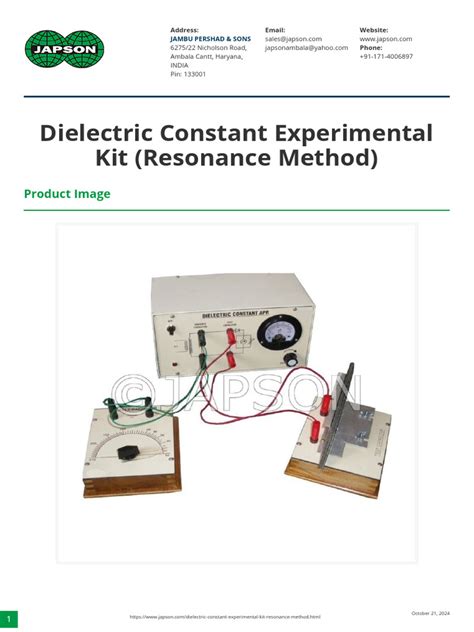 Dielectric Constant Experimental Kit Resonance Method Pdf