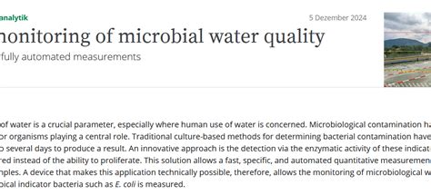 Article About Real Time Monitoring Of Microbial Water Quality