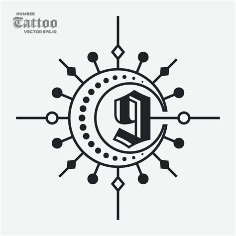 Number 9 Tattoo Logo 11422339 Vector Art At Vecteezy