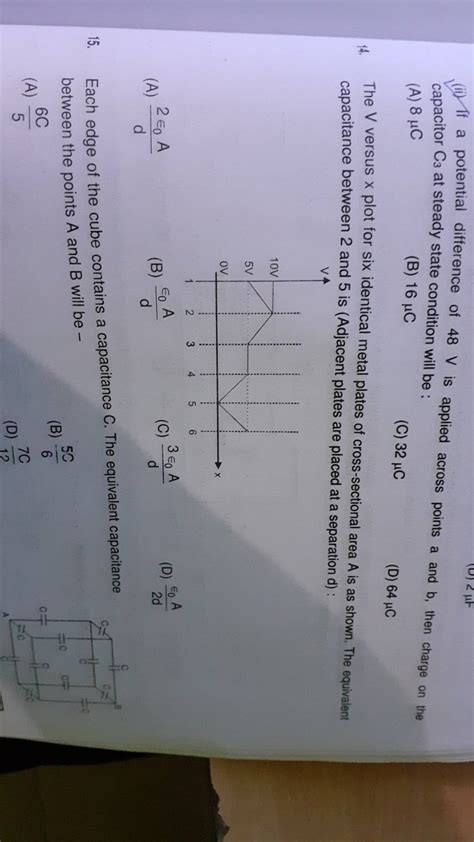 the v versus x plot for six identical metal plates of cross sectional are
