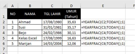 Cara Menghitung Umur Di Excel Dengan Rumus Tahun Bulan Hari Riset