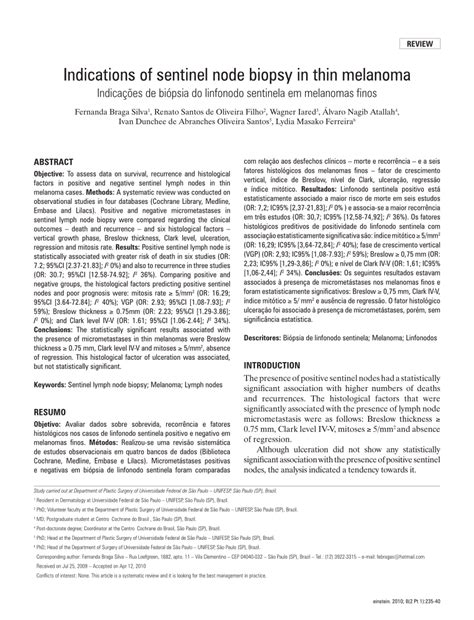 Pdf Indications Of Sentinel Node Biopsy In Thin Melanoma
