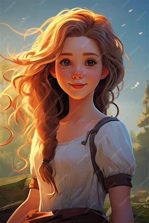 Premium Photo A Cartoon Of A Girl With Long Hair