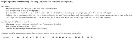 Solved Design A Logical ERD For The Following Case Study Chegg
