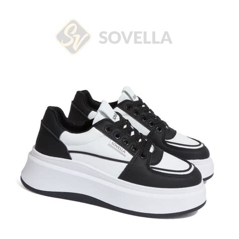 Jual Sovella Leia Sepatu Wanita Sneakers Hitam Putih Shopee Indonesia