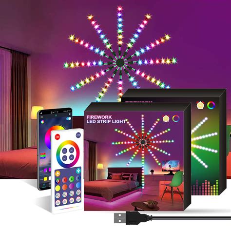 Firework LED Strip Lights Indoor Smart RGB Color Changing Streamer Bar Music Sync APP Voice