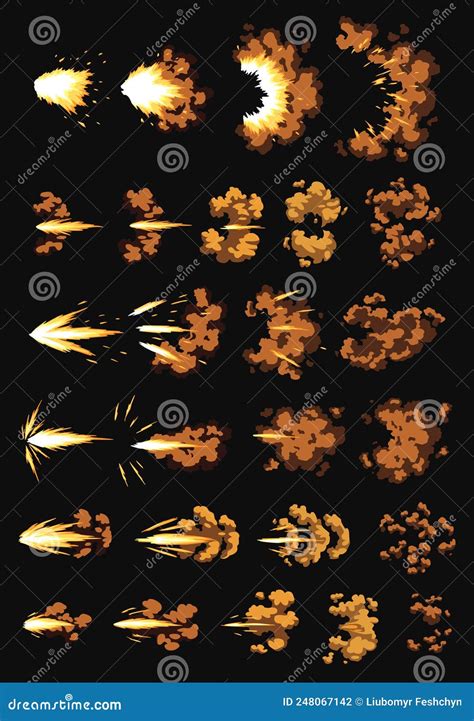Gun Flashes Or Gunshot Animation Fire Explosion Effect During The Shot