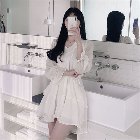 체리미 여신강림 캉캉 프릴 쉬폰 미니원피스