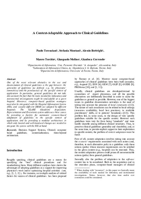 Pdf Context Adaptable Clinical Guidelines Via Glare System