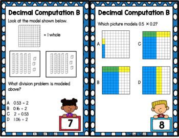 Decimal Computation Task Cards Addition Subtraction Multiplication Division