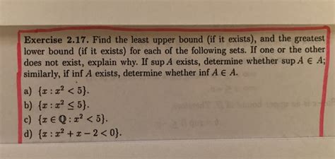 Solved Exercise Find The Least Upper Bound If It Chegg