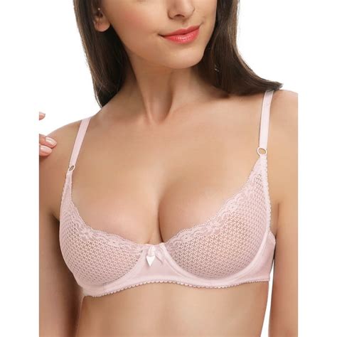 Wingslove Womens Sexy 12 Cup Lace Bra Balconette Mesh Underwired Demi