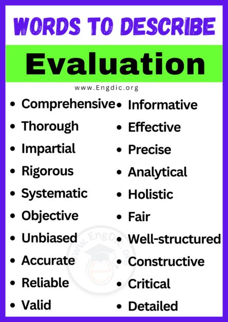 20 Best Words To Describe Evaluation Adjectives For Evaluation Engdic