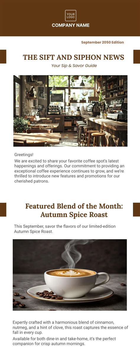 Free Coffee Shop Newsletter Template To Edit Online