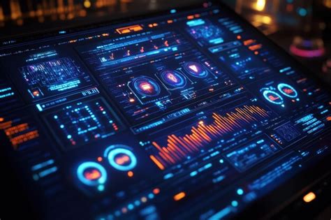Futuristic Digital Interface With Various Data Graphs And Indicators Premium Ai Generated Image