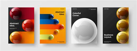 다채로운 회사는 A4 디자인 벡터 컨셉 세트를 커버합니다 간단한 3d 구 핸드빌 레이아웃 구성 A4 용지에 대한 스톡 벡터 아트 및 기타 이미지 Istock