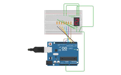 circuit design copy of arduino e display a 7 segmenti tinkercad