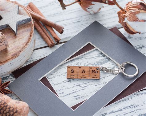 Custom Periodic Table Element Name Key Chain Ts For Him Etsy