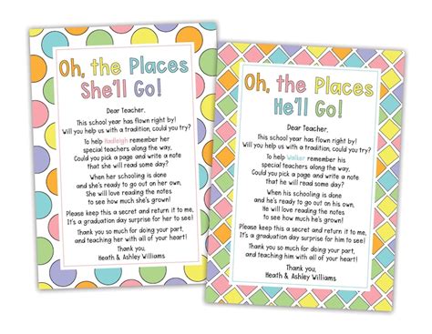 Oh The Places Youll Go Instruction Card For Teachers To Sign End
