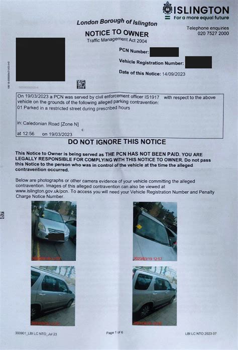 Islington Pcn Zone N Contravention 01