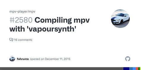 Compiling Mpv With Vapoursynth Issue Mpv Player Mpv Github