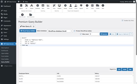 query builder click to enlarge wp data access