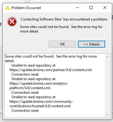 Problem With Connection For Update KNIME Analytics Platform KNIME Community Forum