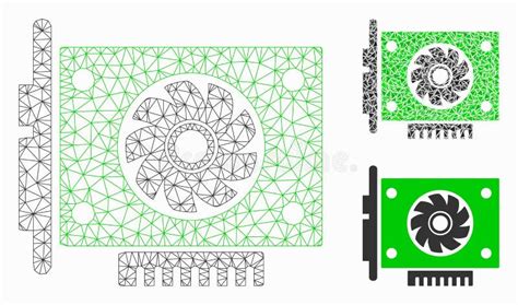 Gpu Card Vector Mesh Network Model And Triangle Mosaic Icon Stock Vector Illustration Of