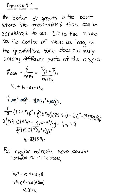 Physics Ch 8 Chapter 8 In Class Notes Silverstone Ph 105 Monday