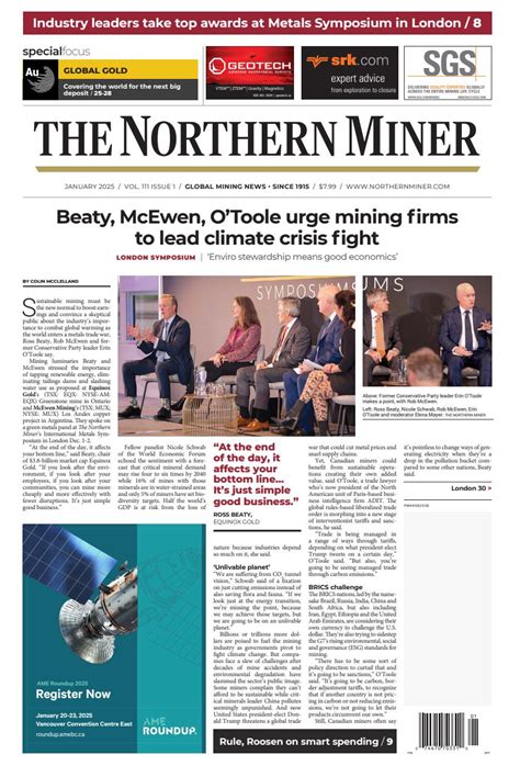 The Northern Miner Magazine January 2025 Vol 111 Back Issue