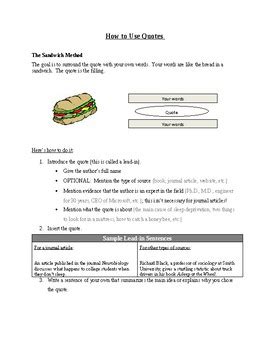 In Text And Block Quotations By WonderfulWriting TpT