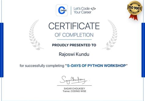 Rajoswi Kundu On Linkedin Just Completed A 5 Day Python Workshop From Codingwise Thanks To