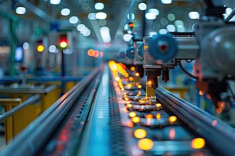 Hightech Automated Factory Production Line With Robotics And Industrial Machinery Premium Ai